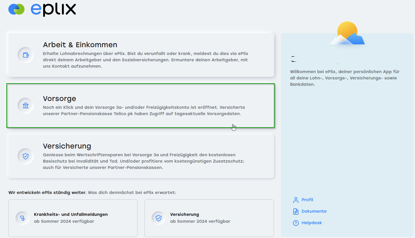 Vorsorgeausweis finden – Helpdesk